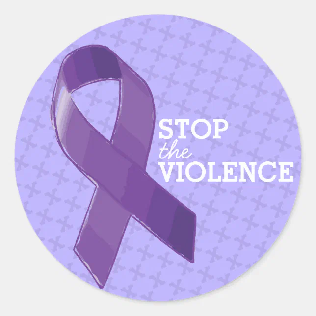 Stop the Violence with Purple Ribbon Classic Round Sticker | Zazzle