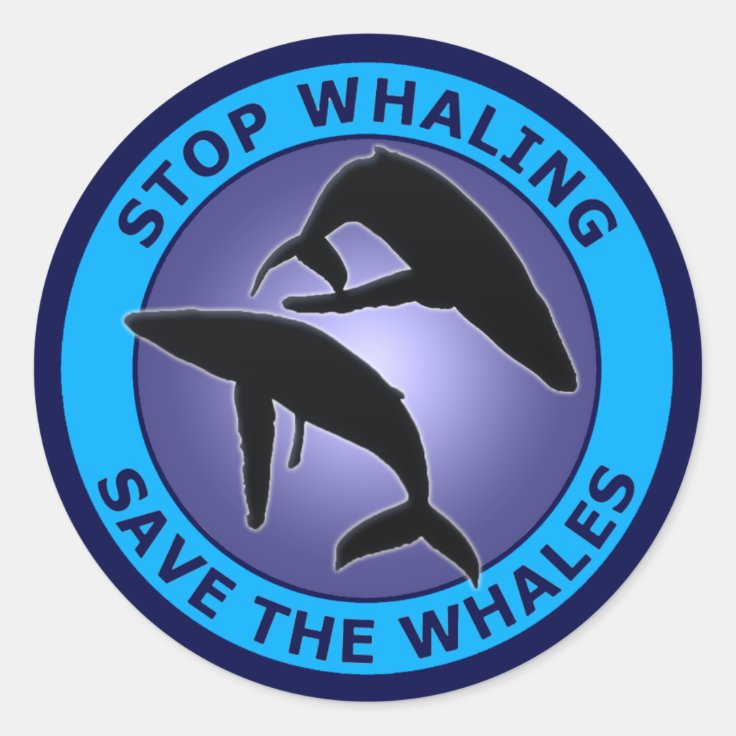 STOP THE WHALING SAVE THE WHALES CLASSIC ROUND STICKER | Zazzle