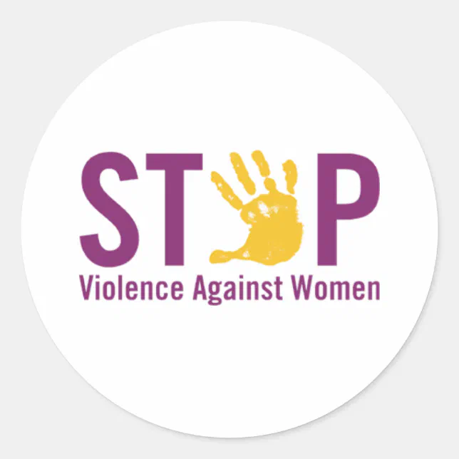 Stop Violence against Women Classic Round Sticker | Zazzle