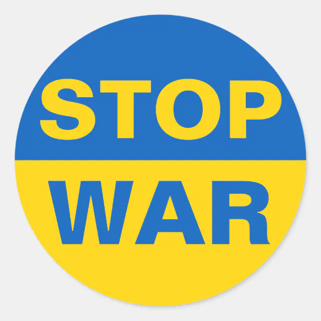 Stop War Ukraine Ukrainian Classic Round Sticker | Zazzle