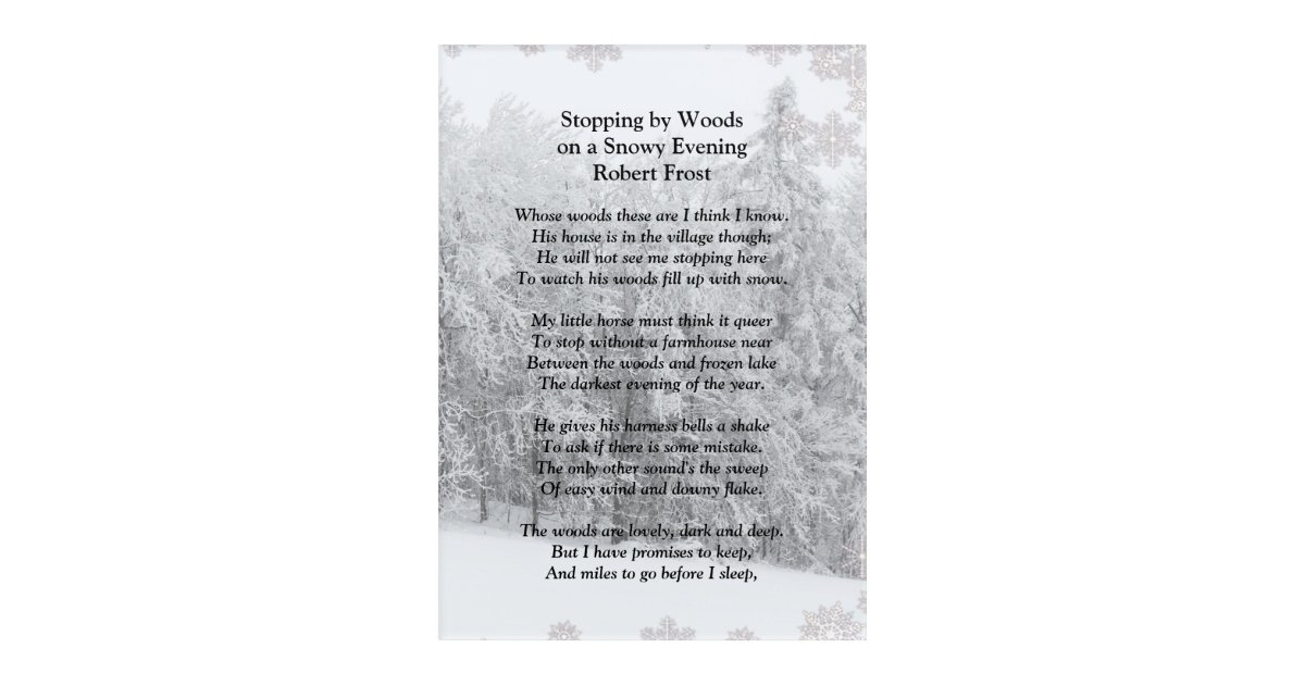 Stopping by Woods Snowy Evening Robert Frost Poem Acrylic Print | Zazzle