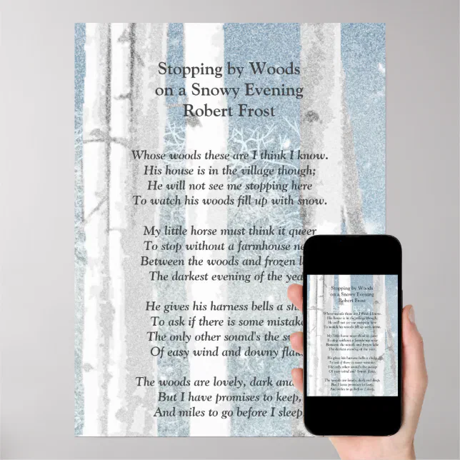 Stopping by Woods Snowy Evening Robert Frost Poem Poster | Zazzle