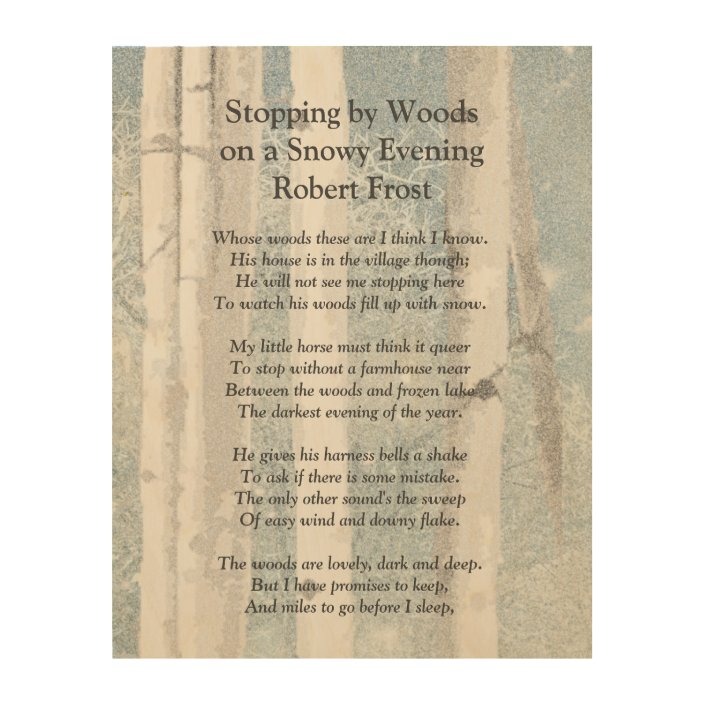 Stopping by Woods Snowy Evening Robert Frost Poem Wood Wall Art ...