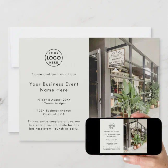 Store Event | Gray Modern Photo Business Launch Invitation | Zazzle