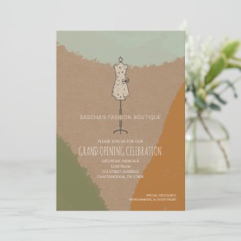 Store Opening Grand Opening Dress Form Abstract Invitation | Zazzle
