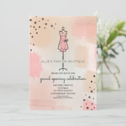 Store Opening Grand Opening Dress Form Pink Invitation | Zazzle