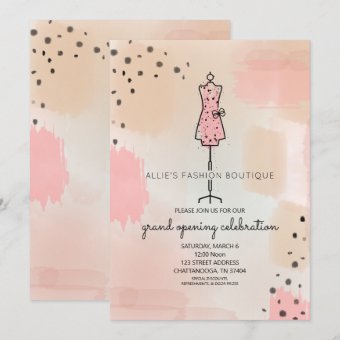 Store Opening Grand Opening Dress Form Pink Invitation | Zazzle