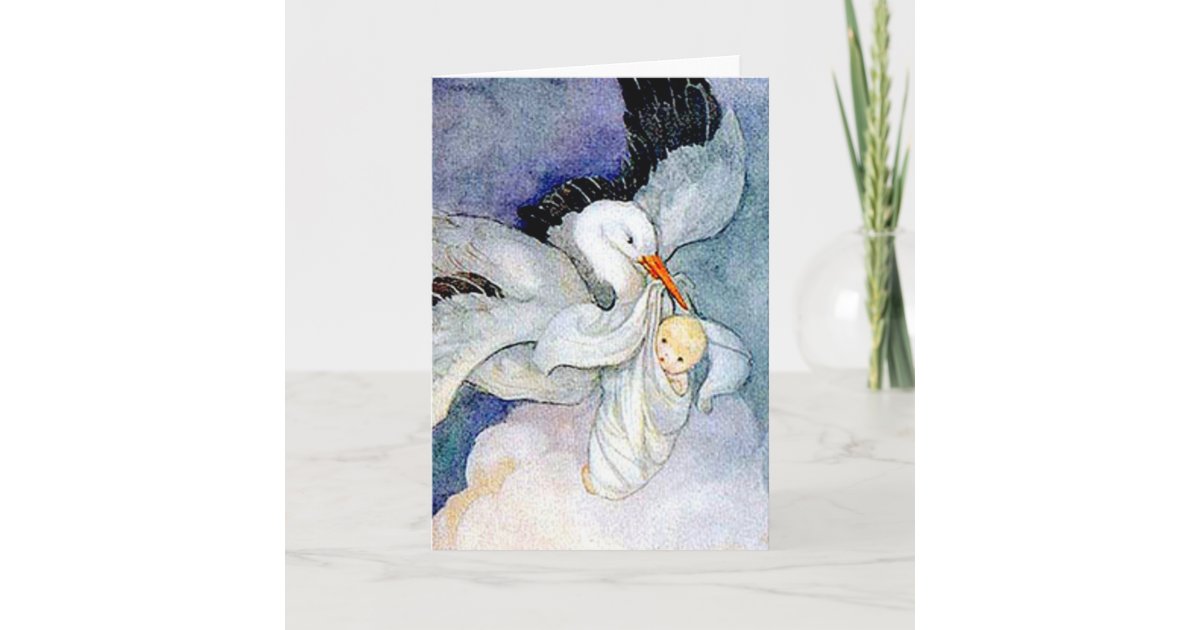 Stork and Baby Card | Zazzle