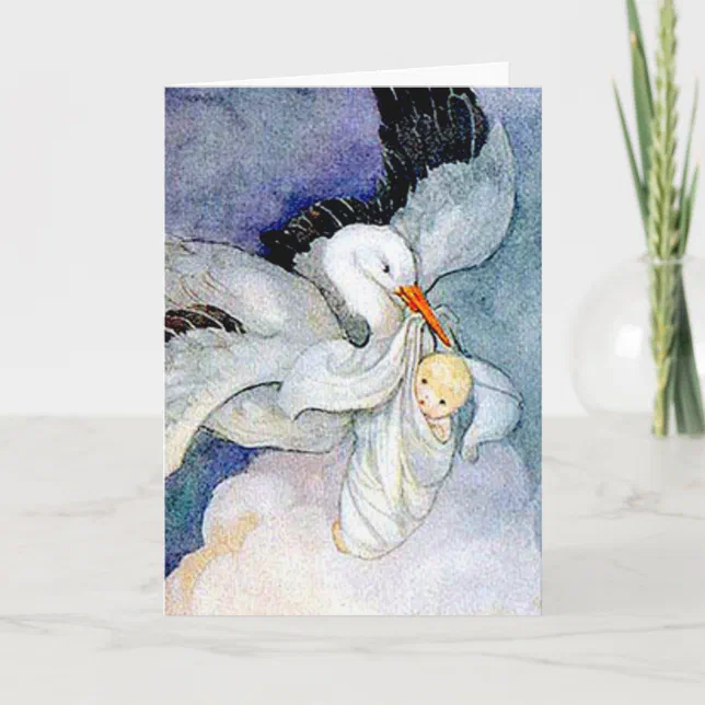 Stork and Baby Card | Zazzle