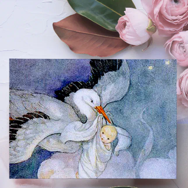 Stork and Baby Thank You Card | Zazzle