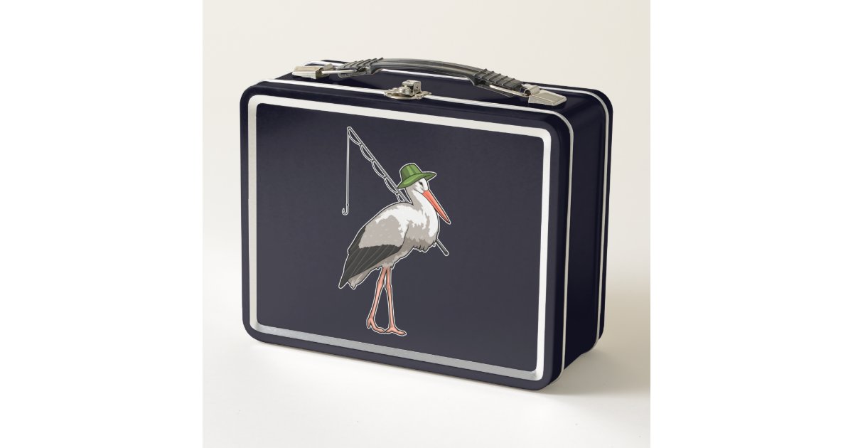 Stork at Fishing with Fishing rod Metal Lunch Box | Zazzle