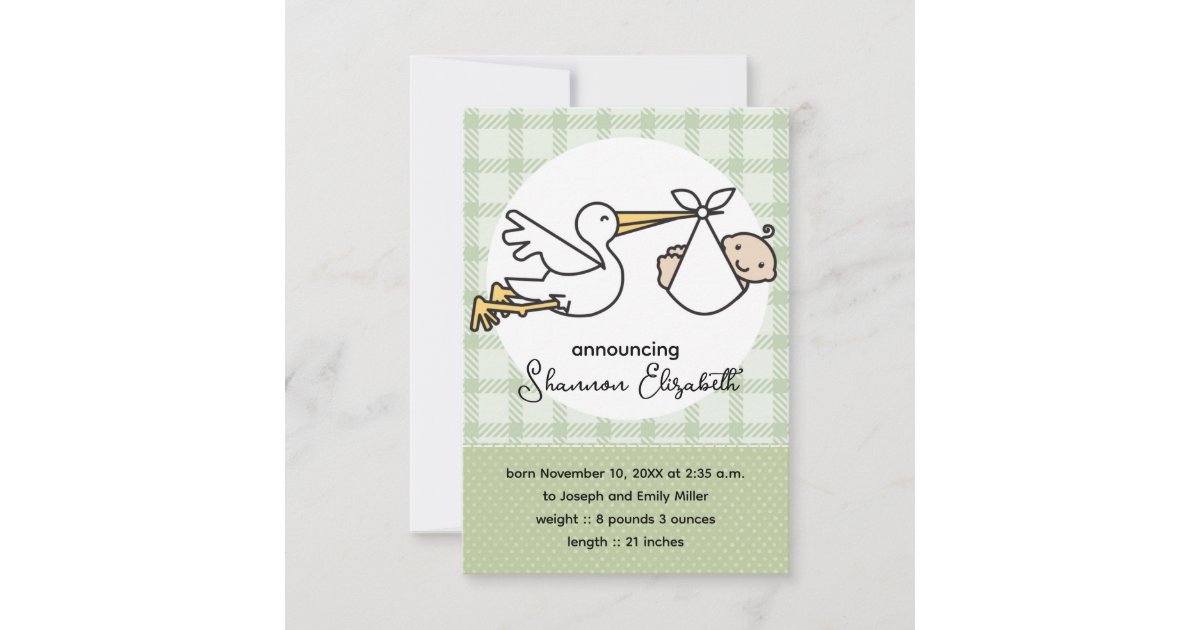 Stork Baby Birth Announcements | Zazzle