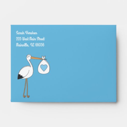 Stork Baby Shower Blue Boy Envelope | Zazzle