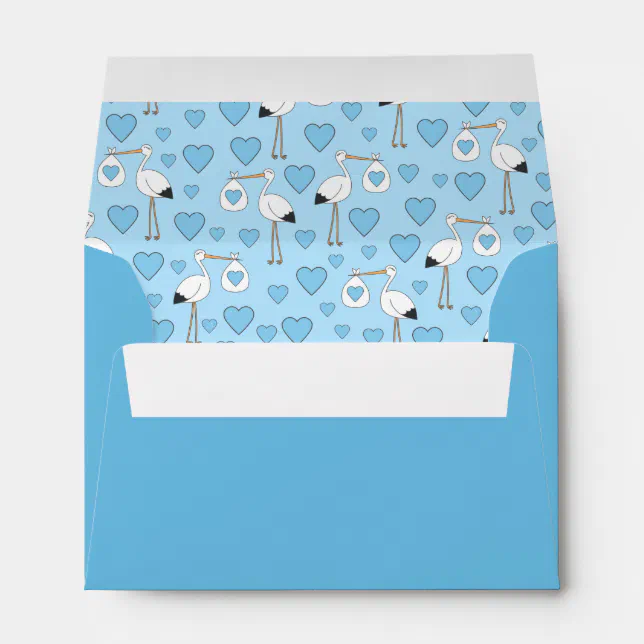 Stork Baby Shower Blue Boy Envelope | Zazzle