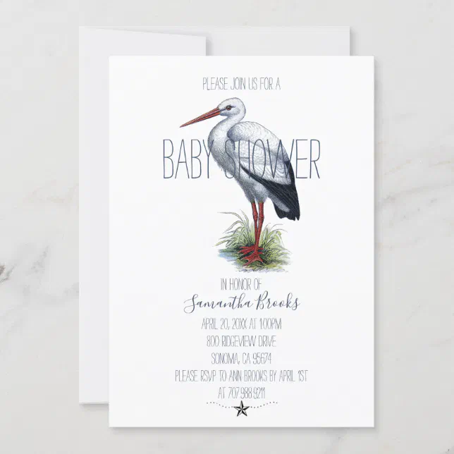 Stork Baby Shower Invitation | Zazzle