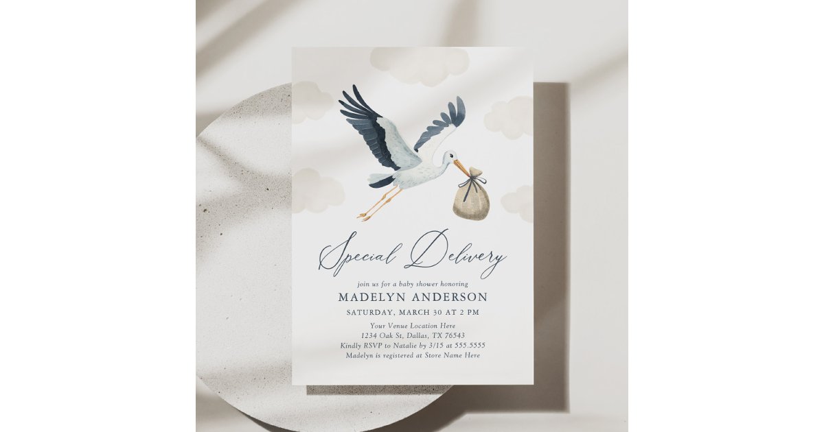 Stork Baby Shower Invitation | Zazzle