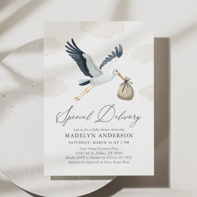 Stork Baby Shower Invitation | Zazzle