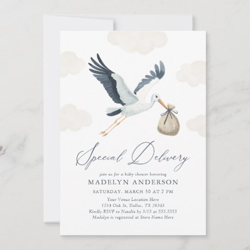 Stork Baby Shower Invitation | Zazzle