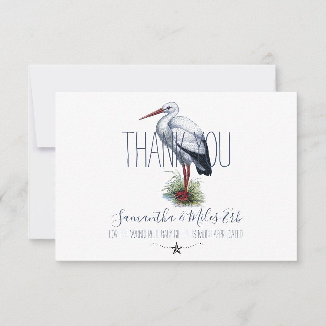 Stork Baby Shower Text Thank You | Zazzle