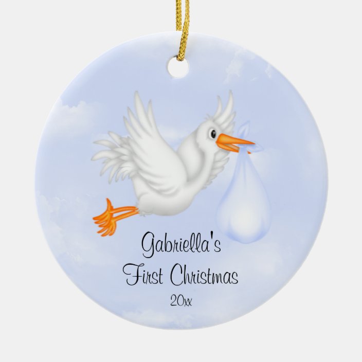 Stork Boy Baby's First Christmas Ornament | Zazzle.com