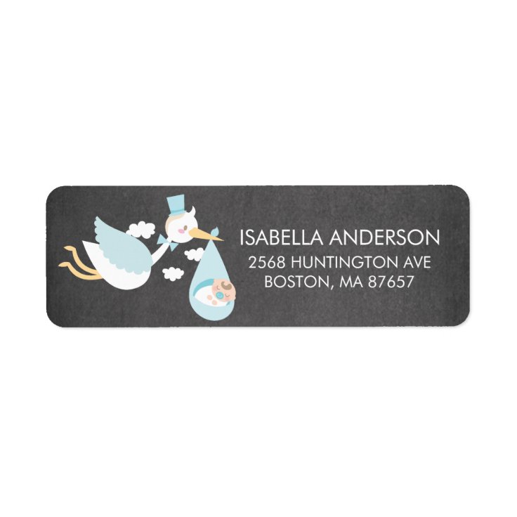 Stork Boys Baby Shower Address Label | Zazzle