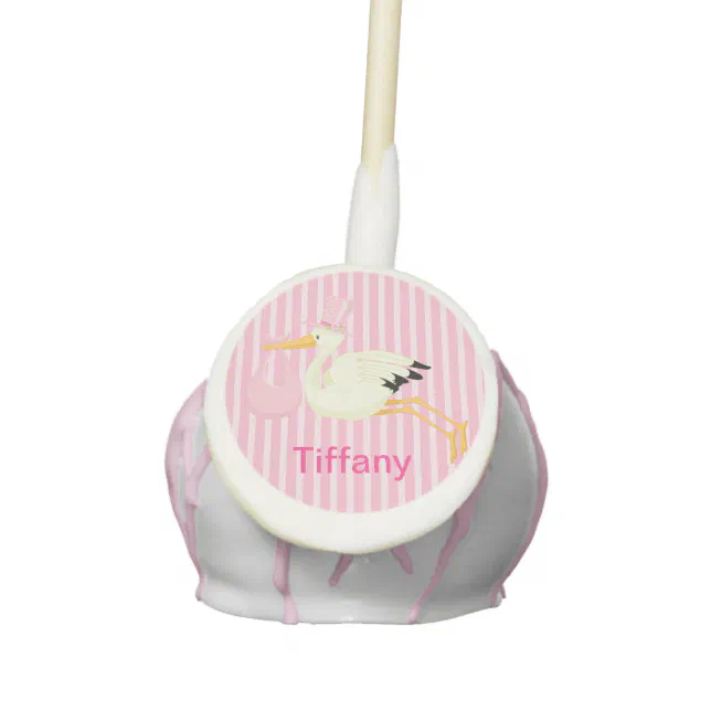 Stork Bundle of Joy Pink Baby Shower Cake Pops | Zazzle
