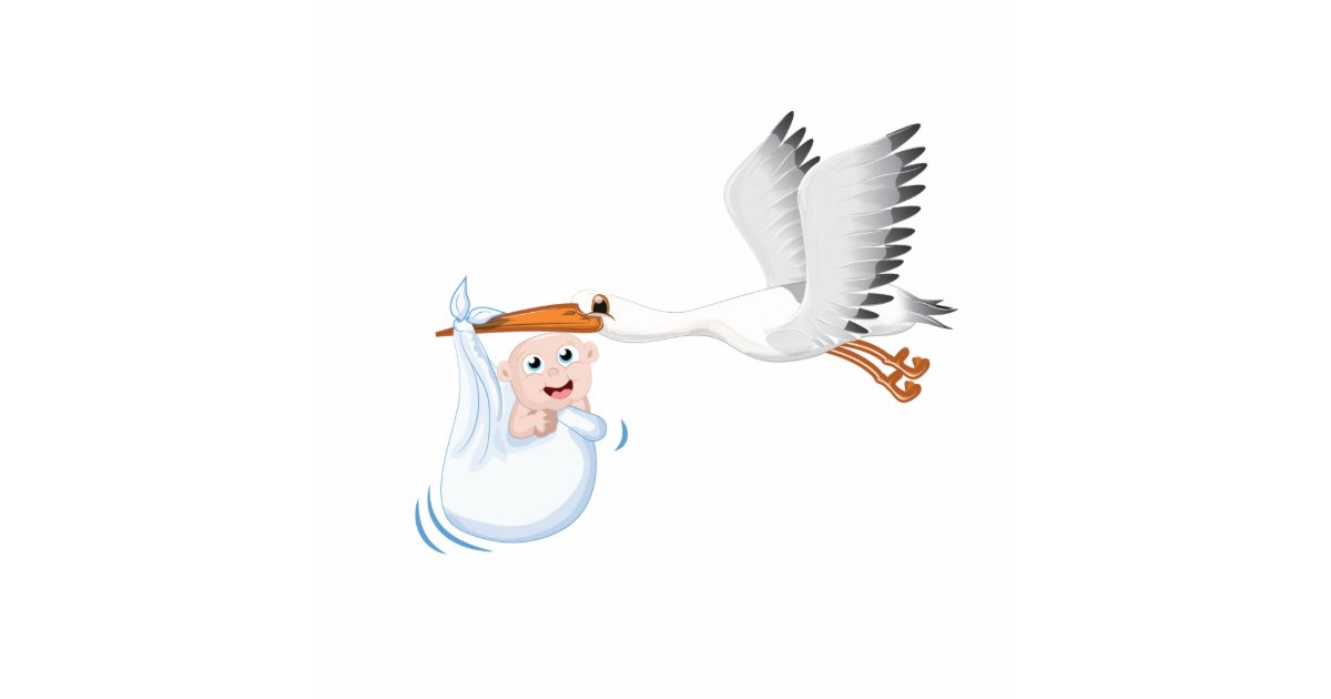 Stork carrying new born Baby Statuette | Zazzle