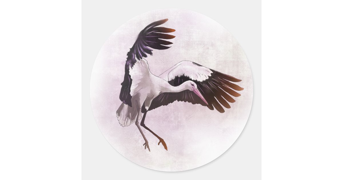 Stork Classic Round Sticker | Zazzle