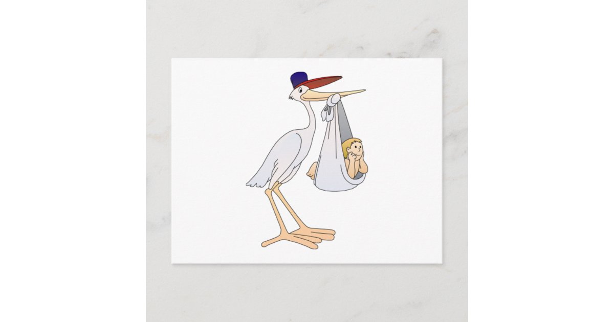Stork Delivering a Baby Postcard | Zazzle