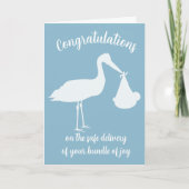 Stork Delivery Blue Boy Baby Congratulations Card | Zazzle