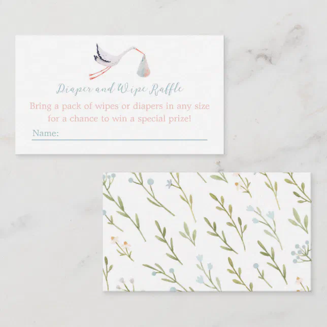 Stork Diaper Card Insert - Blue and Pink | Zazzle