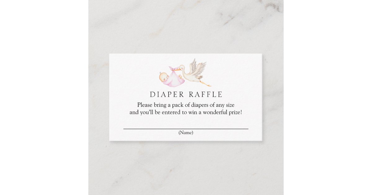 Stork Diaper Raffle Baby Shower Enclosure Card | Zazzle