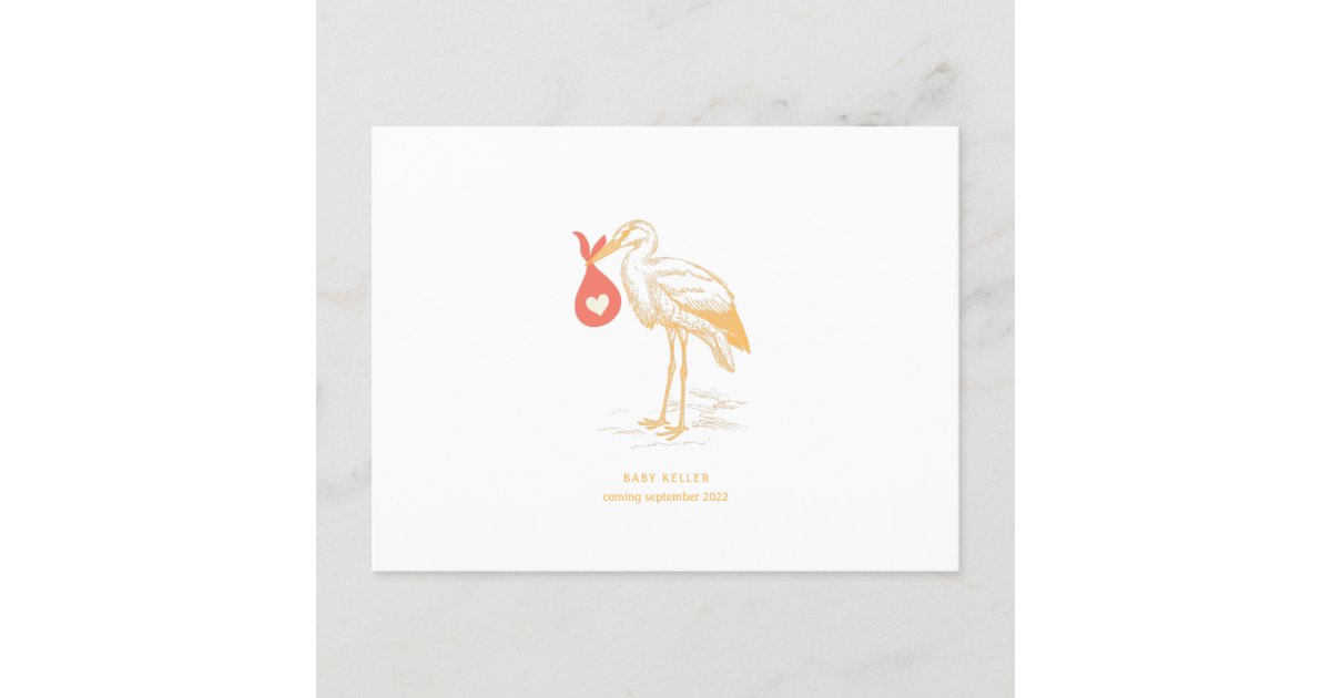 Stork Pregnancy Announcement Postcard | Zazzle