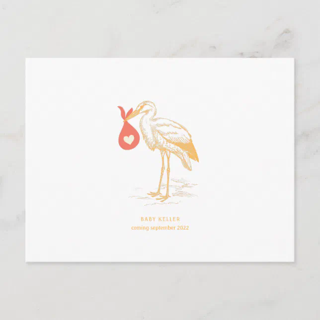 Stork Pregnancy Announcement Postcard | Zazzle
