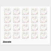 Stork Wildflower Ribbon Baby Shower Paper Square Sticker | Zazzle
