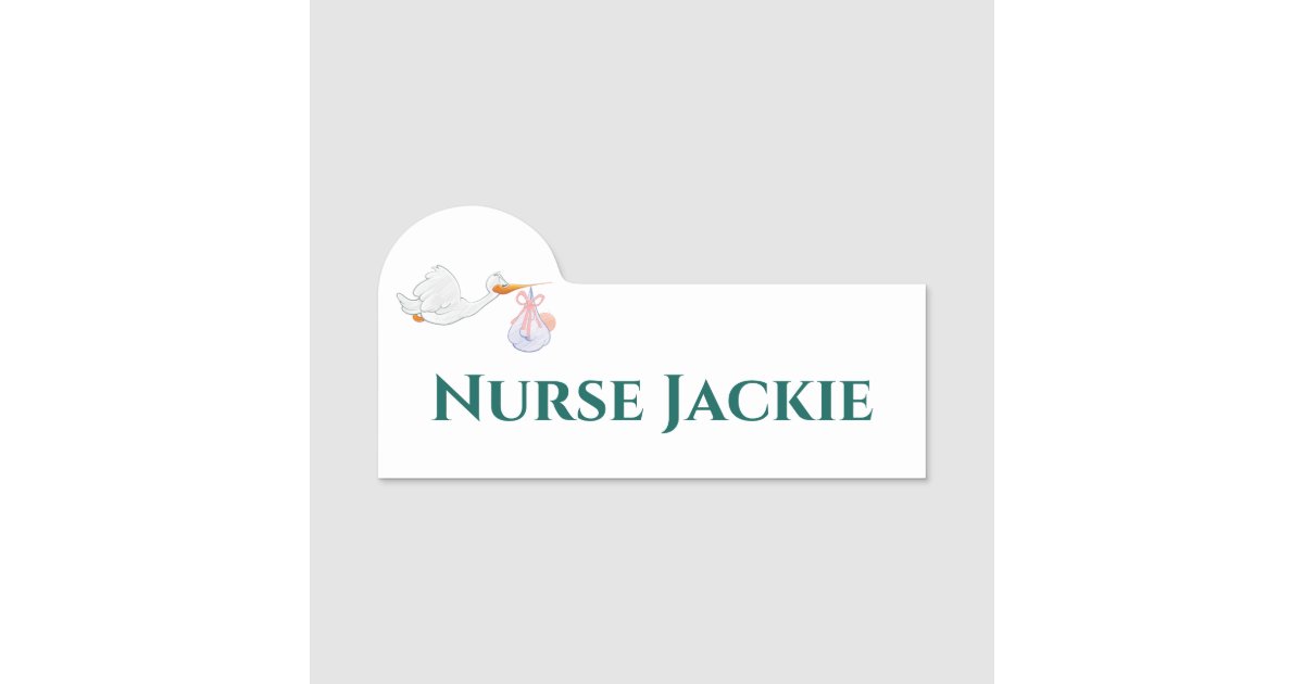 Stork With Baby Name Tag | Zazzle