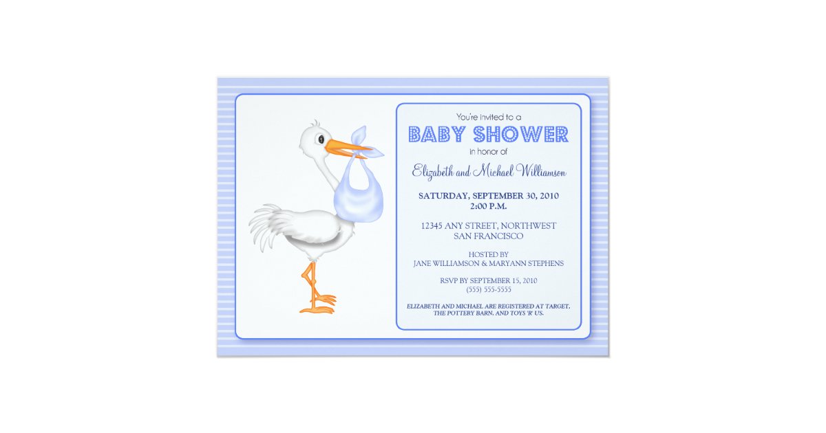 Stork's Arrival Baby Shower Invitation (blue) | Zazzle.com
