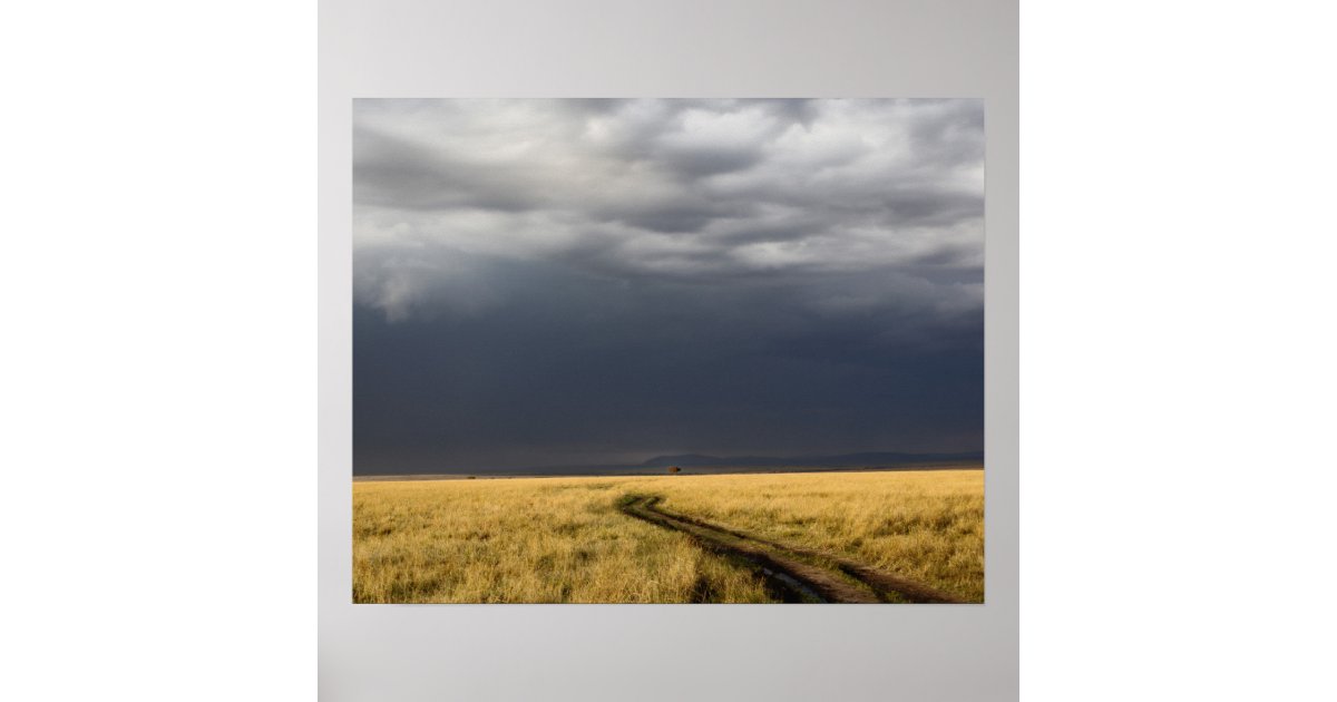 Storm clouds and road across gassy plains of the poster | Zazzle
