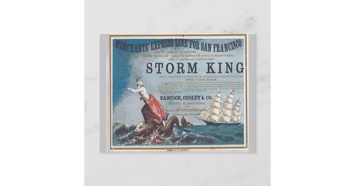 Storm King Clipper Sailing ship Postcard | Zazzle