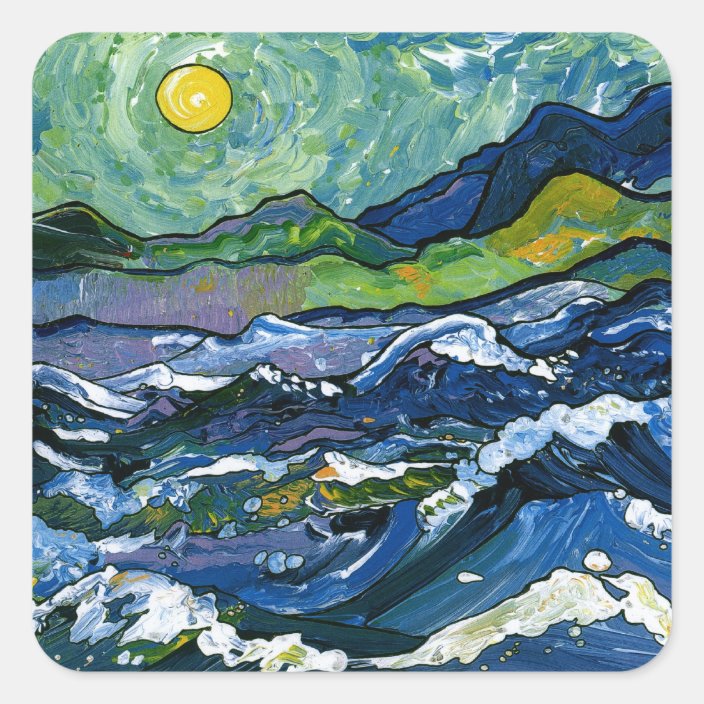 Stormy Sea Square Sticker | Zazzle.com