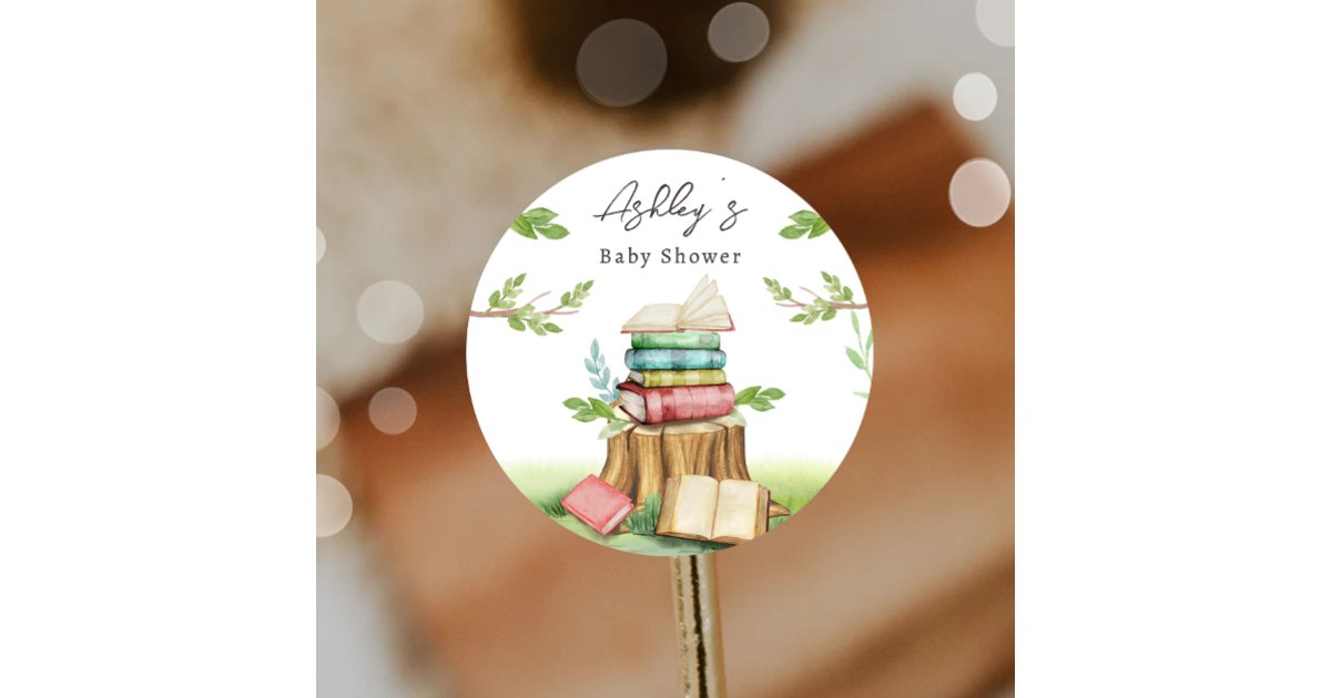 Storybook Baby Shower Book Books New Chapter Classic Round Sticker | Zazzle