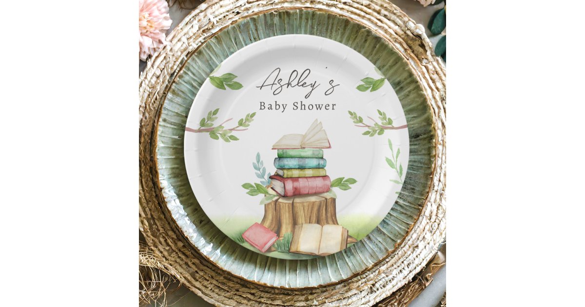 Storybook Baby Shower Book Books New Chapter Paper Plates | Zazzle
