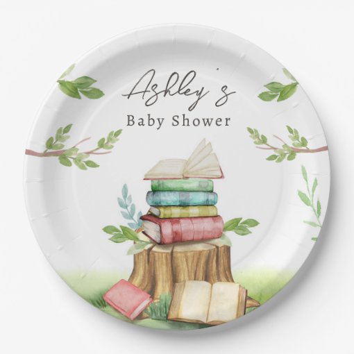 Storybook Baby Shower Book Books New Chapter Paper Plates | Zazzle