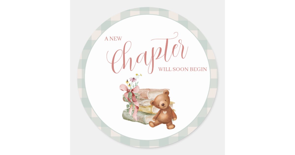 Storybook Baby Shower New Chapter Begins Classic Round Sticker | Zazzle