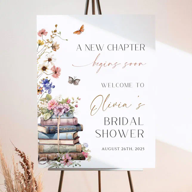 Storybook Bridal Shower Welcome Sign, New Chapter Foam Board | Zazzle
