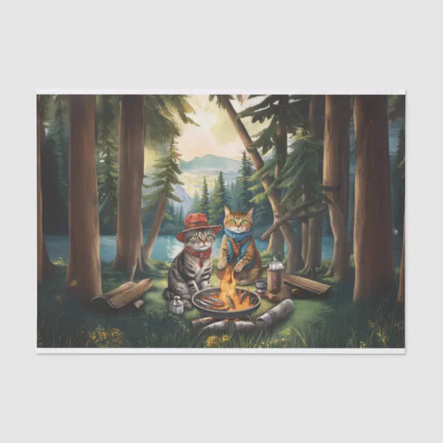 Storybook Campfire Cats, Love the Outdoors Tissue Paper | Zazzle