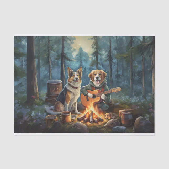 Storybook Campfire Dogs, Outdoor Music Tissue Paper | Zazzle