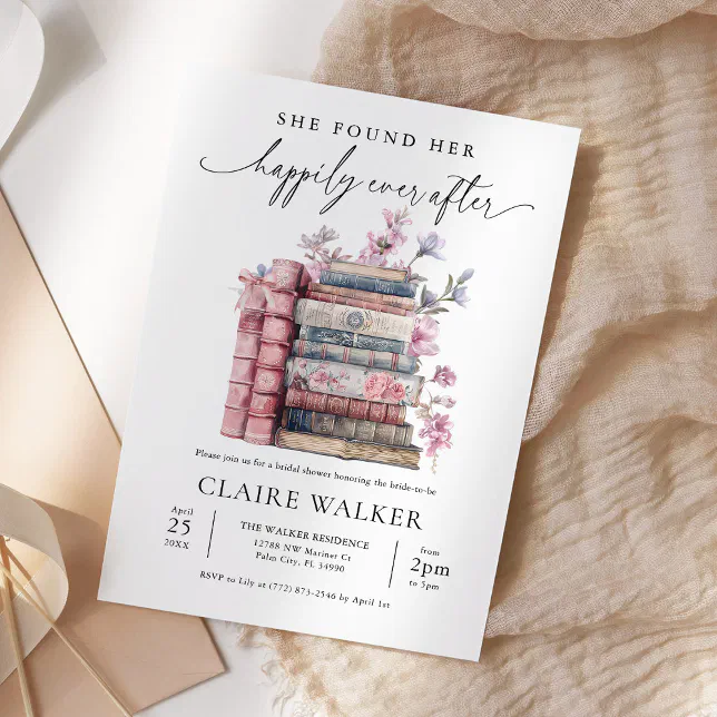 Storybook Coquette Book New Chapter Bridal Shower Invitation | Zazzle