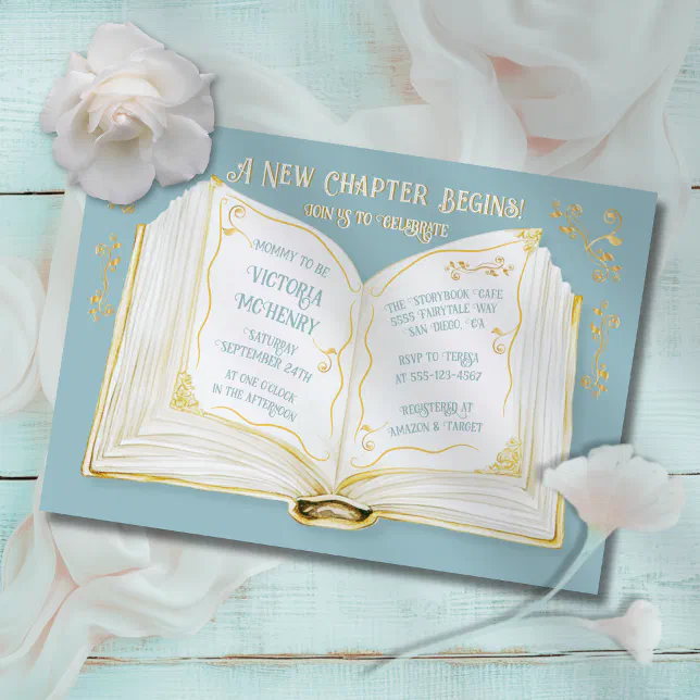 Storybook Fairytale New Chapter Baby Boy Shower Invitation | Zazzle