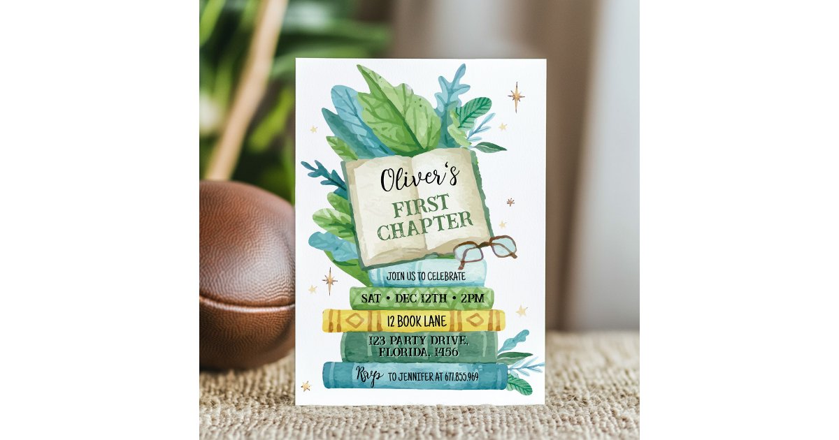 Storybook First Chapter Birthday Invitation | Zazzle
